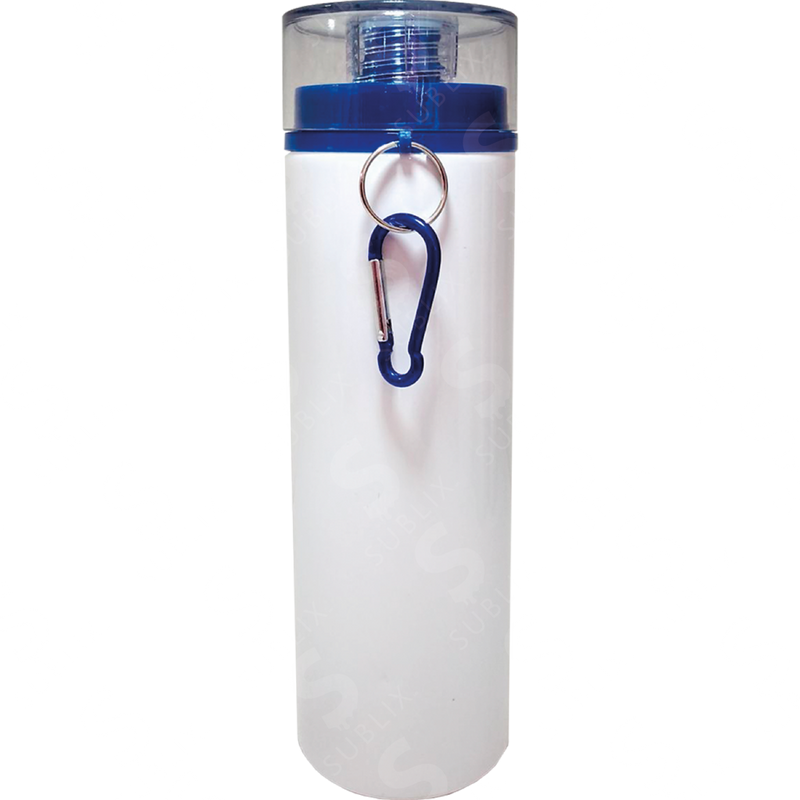 Botella de aluminio 750ml. Blanca con tapa de rosca color azul ColorMake