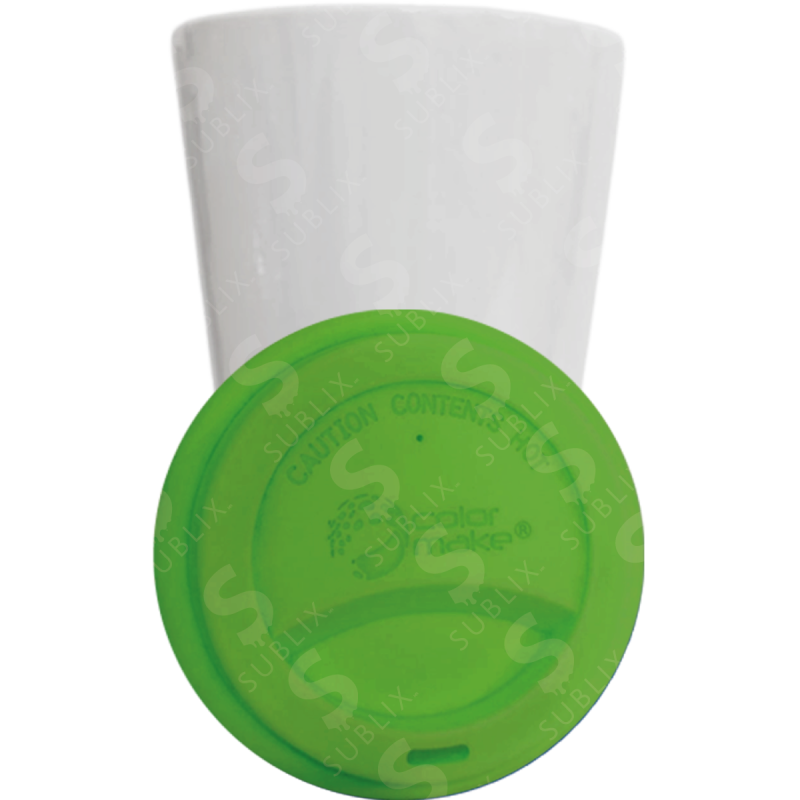 Vaso Tumbler de cerámica 15oz. Cónico con tapa de silicón color verde
