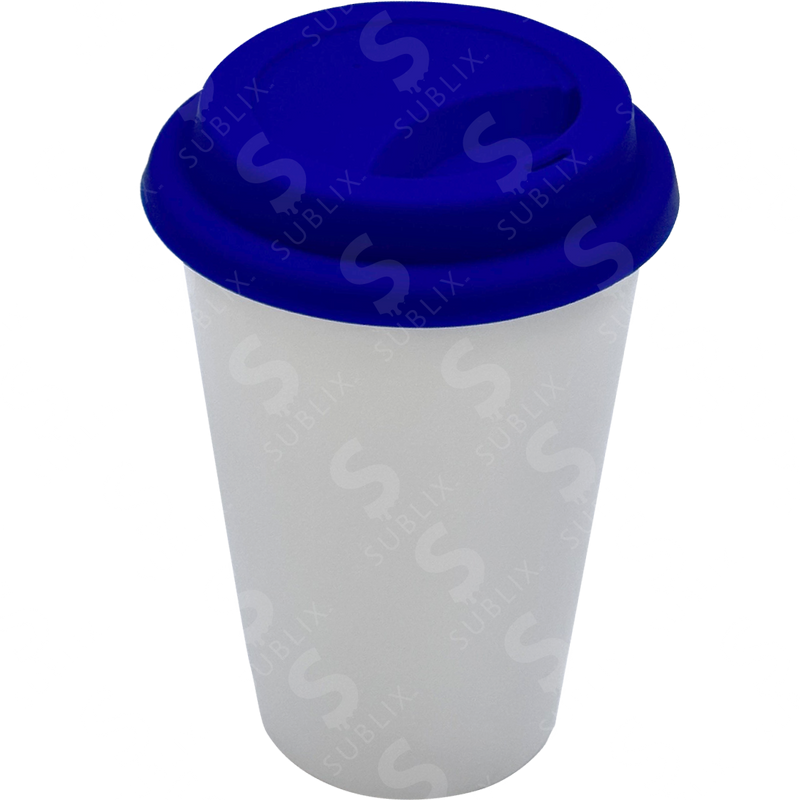 Vaso Tumbler de cerámica 15oz. Cónico con tapa de silicón color azul ...