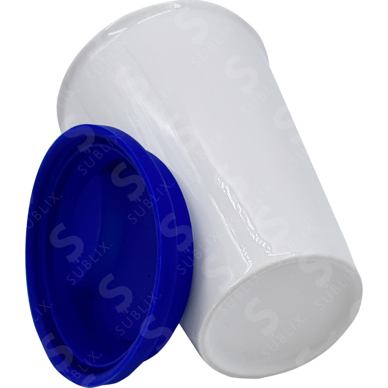 Vaso Tumbler de cerámica 15oz. Cónico con tapa de silicón color azul ...