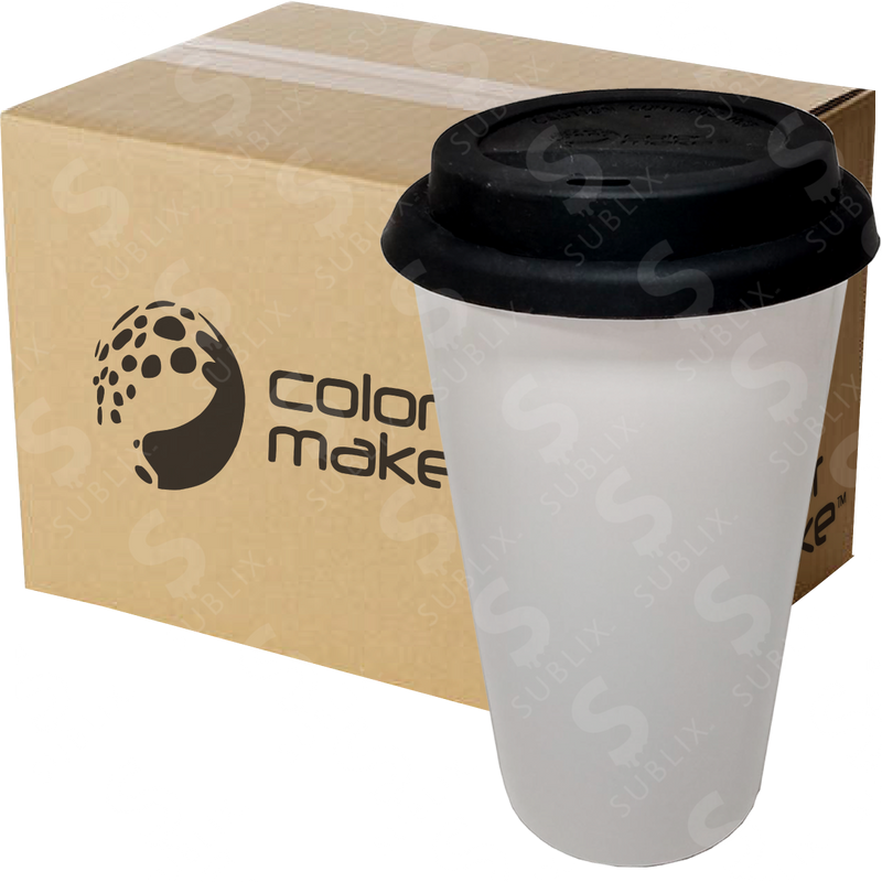 Vaso Tumbler de cerámica 15oz Cónico tapa de silicón negro (Caja de 36 ...